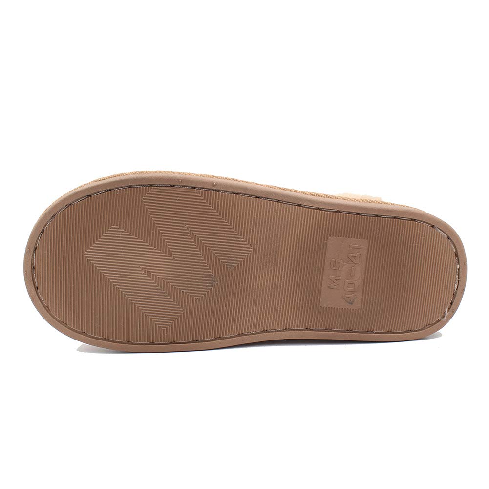 SUSHAN Womens Slippers Soft Plush Warm House Shoes Anti-Slip Fluffy Indoor/Outdoor Slippers Tan 8.5-9