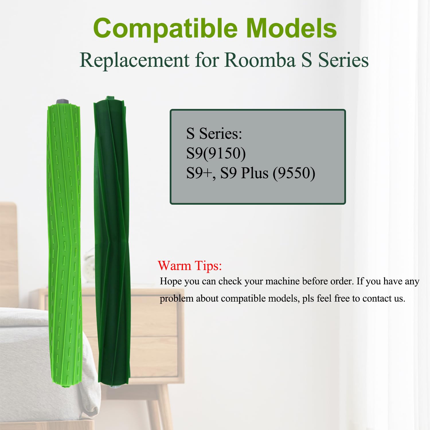 2 Sets Roller Brushes Replacement Parts Compatible with iRobot Roomba S9 (9150) S9+ S9 Plus (9550) Vacuum, Dual Multi-Surface Rubber Brushes Main Brushes Accessory for iRobot S Series Vacuum Cleaner