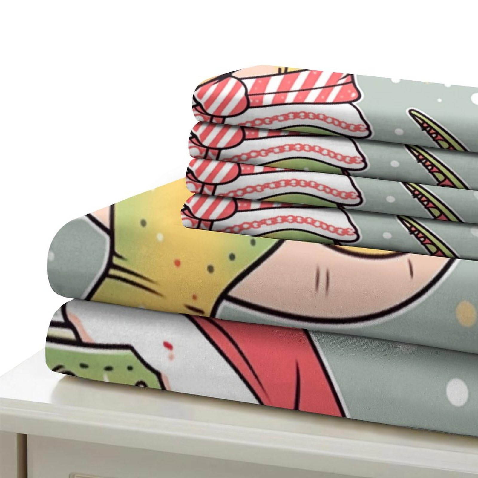 LENTLY Cartoon Dinosaur 3D Print Bedding Set Soft Microfiber Quilt Covers 3 Pieces Christmas Theme Comforter Cover with Pillowcase for Childrens and Adults Duvet Cover Twin(173x218cm)