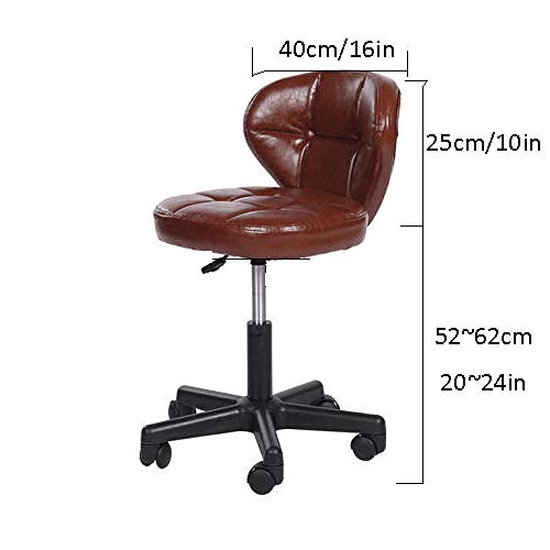 Beauty Stool Chair with Wheels,Adjustable Saddle Stool with Blue Synthetic Leather Seat,Adjustable Height 52-62 cm,Supported weight 160 Kg,Reflexology Chair Stool with Backrest for Beauty Salon Kitch