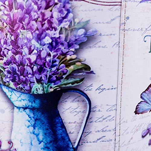Scakbyer 10L/2.64 Gallon Trash Can, Decorative Waste Basket, PU Leather Waste Paper Basket, Waterproof Garbage Can for Bathroom, Bedroom, Office, Kitchen and Living Room - Lavender