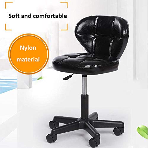 Beauty Stool Chair with Wheels,Adjustable Saddle Stool with Blue Synthetic Leather Seat,Adjustable Height 52-62 cm,Supported weight 160 Kg,Reflexology Chair Stool with Backrest for Beauty Salon Kitch