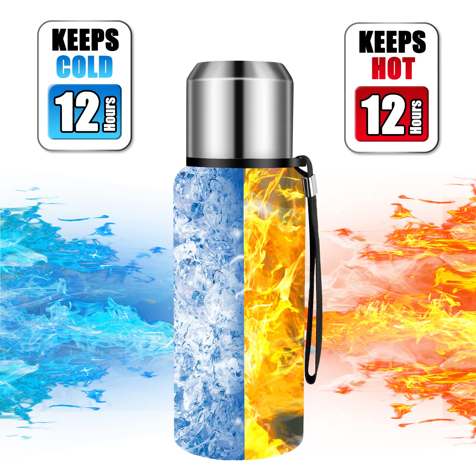 Insulated vacuum Thermo Bottle 500ml/16.9oz with cup Stainless steel coffee bottles for hot and cold drink water flask.(Green,500ml)