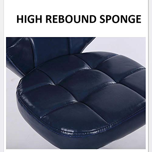 Beauty Stool Chair with Wheels,Adjustable Saddle Stool with Blue Synthetic Leather Seat,Adjustable Height 52-62 cm,Supported weight 160 Kg,Reflexology Chair Stool with Backrest for Beauty Salon Kitch