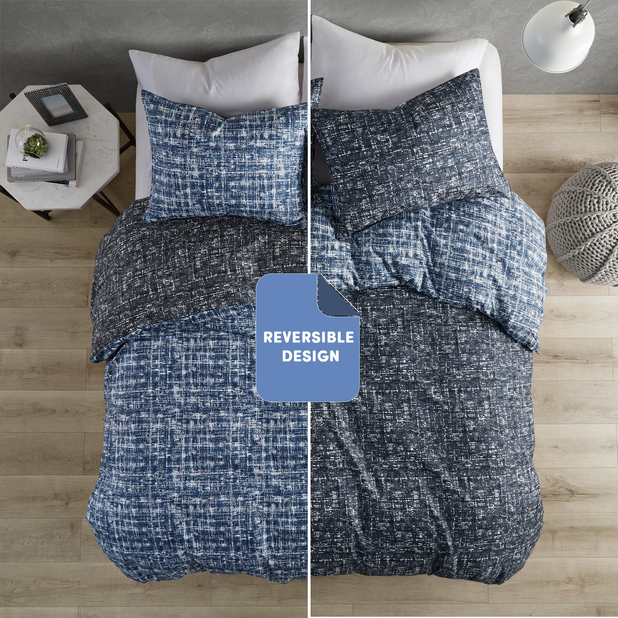 Comfort Spaces Twin Comforter Set - Blue Dorm Bedding for All Season, Ultra Soft 2 Pieces Reversible Comforter with 1 Matching Sham,Easy Care, Machine Washable, Twin/Twin XL