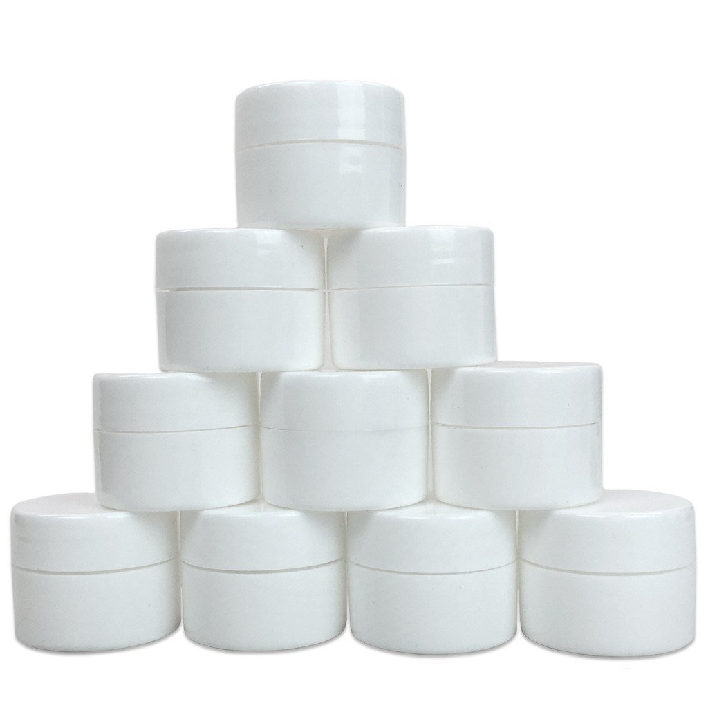 Beauticom 36 Pieces 7G/7ML (0.25oz) WHITE Sturdy Thick Double Wall Plastic Container Jar with Foam Lined Lid for Herbs, Spices, Loose Leaf Teas, Coffee and Other Foods - BPA Free