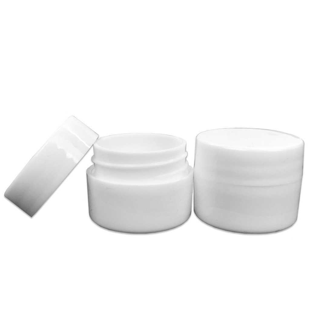 Beauticom 36 Pieces 7G/7ML (0.25oz) WHITE Sturdy Thick Double Wall Plastic Container Jar with Foam Lined Lid for Herbs, Spices, Loose Leaf Teas, Coffee and Other Foods - BPA Free