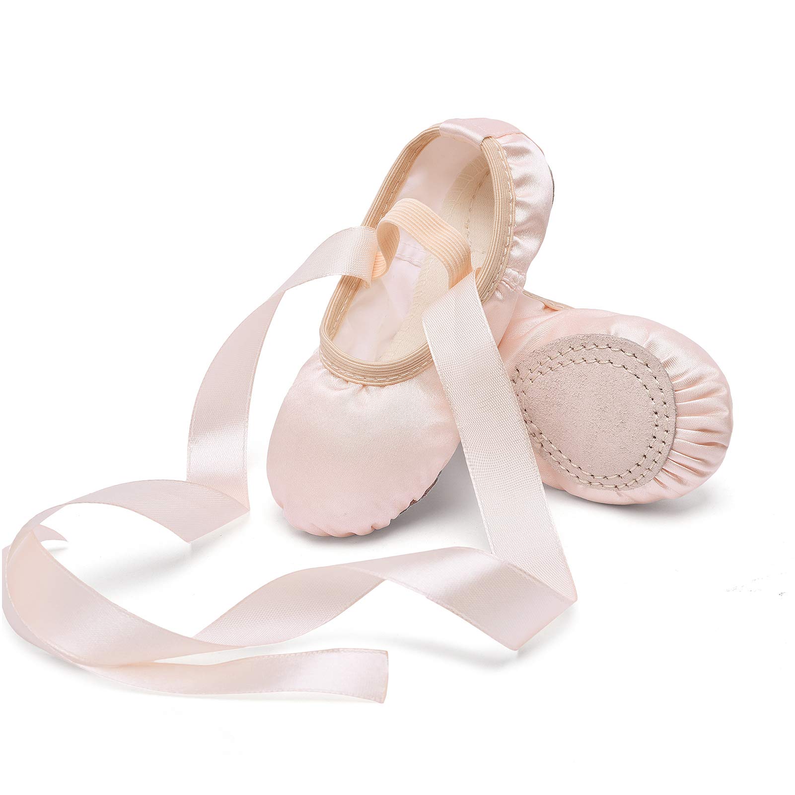 Stelle Ballet Shoes for Girls Satin/Ribbons Ballet Slippers Dance Shoes(Toddler/Little/Big Kids)(Ballet Pink,2ML)