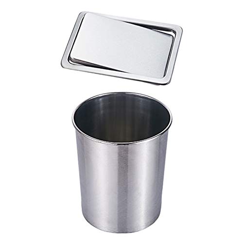 Pearlead Simple Trash Grommet for Kitchen Countertop with Auto Cover Built-in Polished Stainless Steel Grommets 7.87"(20cm) Countertops Garbage Can Door Chute Hole Drawer