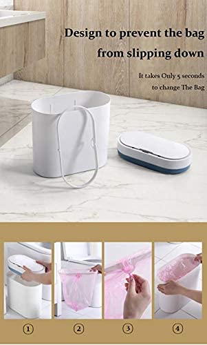 Columbia Star 2.5 Gallon Automatic Trash Can, Will Fit Any Narrow Space, Oval Shape Smart Garbage can, Perfect for Home, Bathroom, Kitchen, Office. (White)
