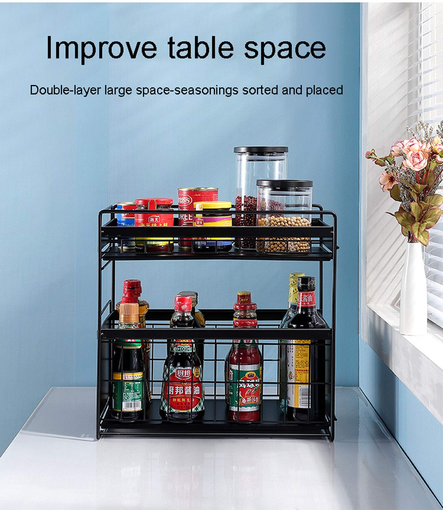 LEAYAN Under Sink Storage 2 Tier Drawer Organizer, Under Sink Storage Rack with Sliding Basket Drawer, Pull Out Drawers Under Sink, for Kitchen Bathroom Under Sink Rack Shelf, White 40 * 28 * 40cm
