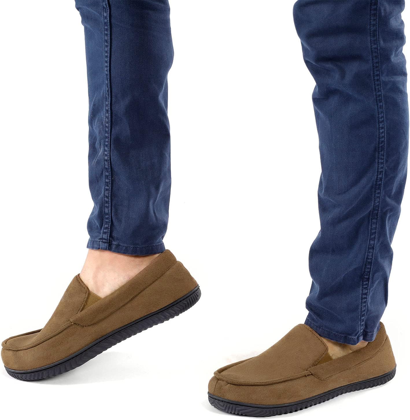 RockDove Men's Alexander Flannel Lined Loafer Slipper, Size 10 US Men, Coffee