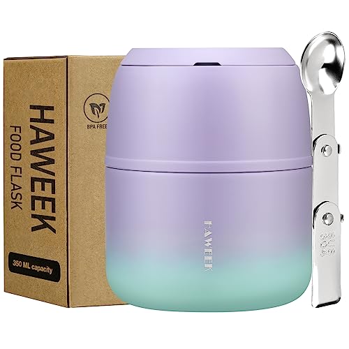 HAWEEK 12 Ounce Thermo For Hot Food Vacuum Soup Thermo Insulted Food Jar, Kids Thermo Lunch Container for School, Travel, Stainless Steel