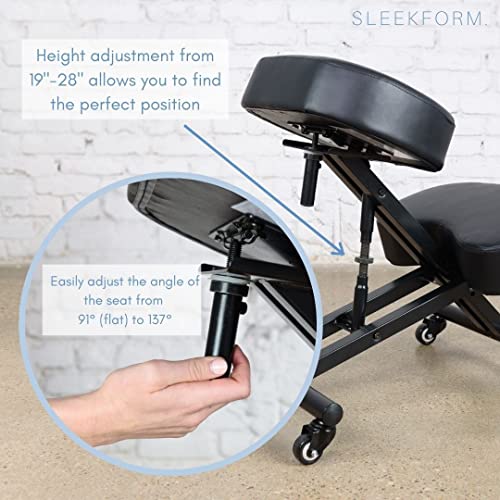 Sleekform Adjustable Seat Angle and Height Kneeling Chair, Ergonomic Posture Stool Chairs for Office and Home - Thick Comfortable Cushions, Wheels