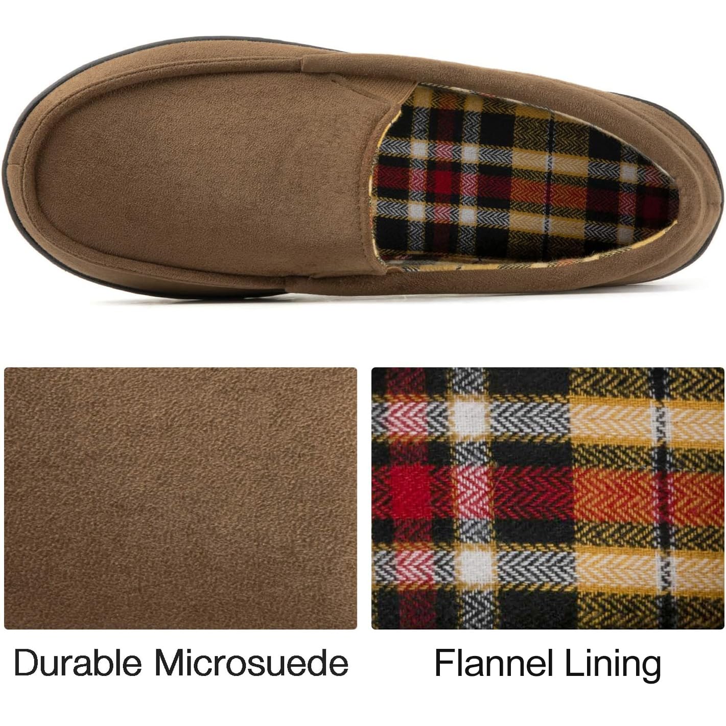 RockDove Men's Alexander Flannel Lined Loafer Slipper, Size 10 US Men, Coffee