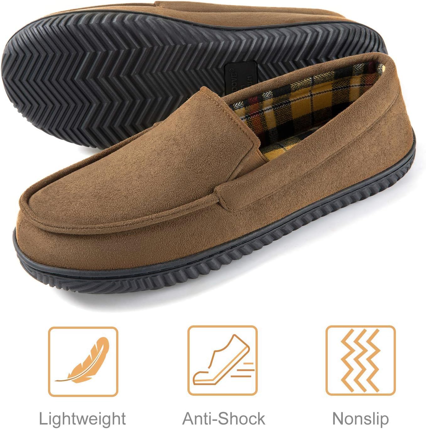 RockDove Men's Alexander Flannel Lined Loafer Slipper, Size 10 US Men, Coffee