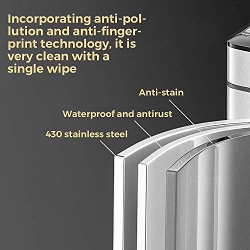 LEASYLIFE Stainless Steel Rectangular Shape Open top Trash can, Bathroom Garbage can, Kitchen, Office, Split Design Household Trash can,Double bin (4gallon Silver)