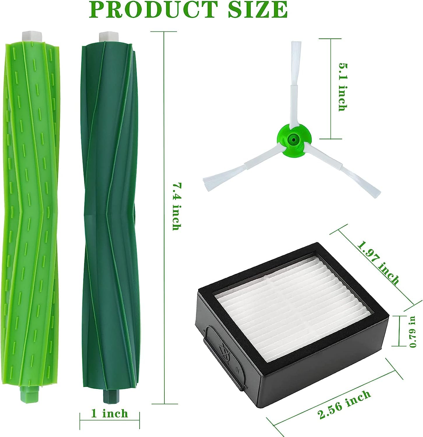 Replacement Parts Roller Brushes Set Compatible for IRobot Roomba I E J Series, i7 i7+ i3 i3+ i4 i6 i6+ i8 i8+Plus E5 E6 E7 j7 j7Plus Vacuum Cleaner Replacement Accessory