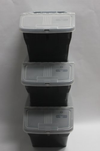 WTM BBCL- Three Pack of Stackable Bins with Hinged Lids 24 Quart Size (pack of 3)