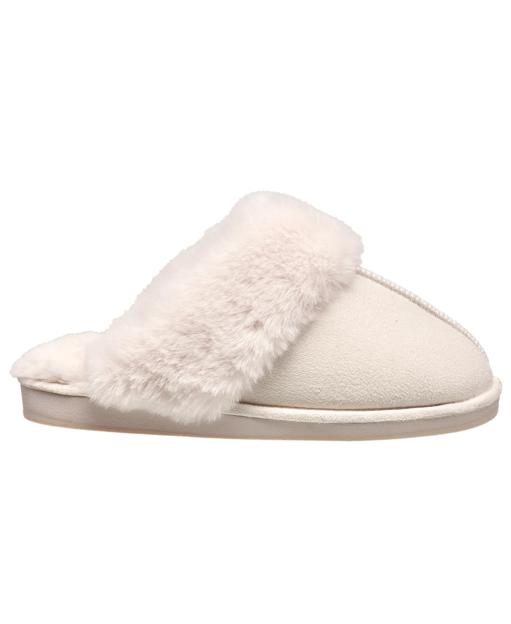 Nine West Scuff Slippers For Women, Extra Soft & Comfortable Winter House Shoes, Ivory, Small 5-6