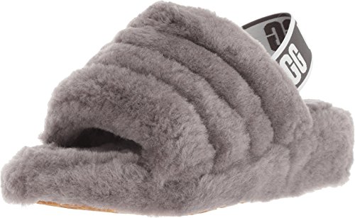 UGG Women's Fluff Yeah Slide Slipper, Charcoal, 9
