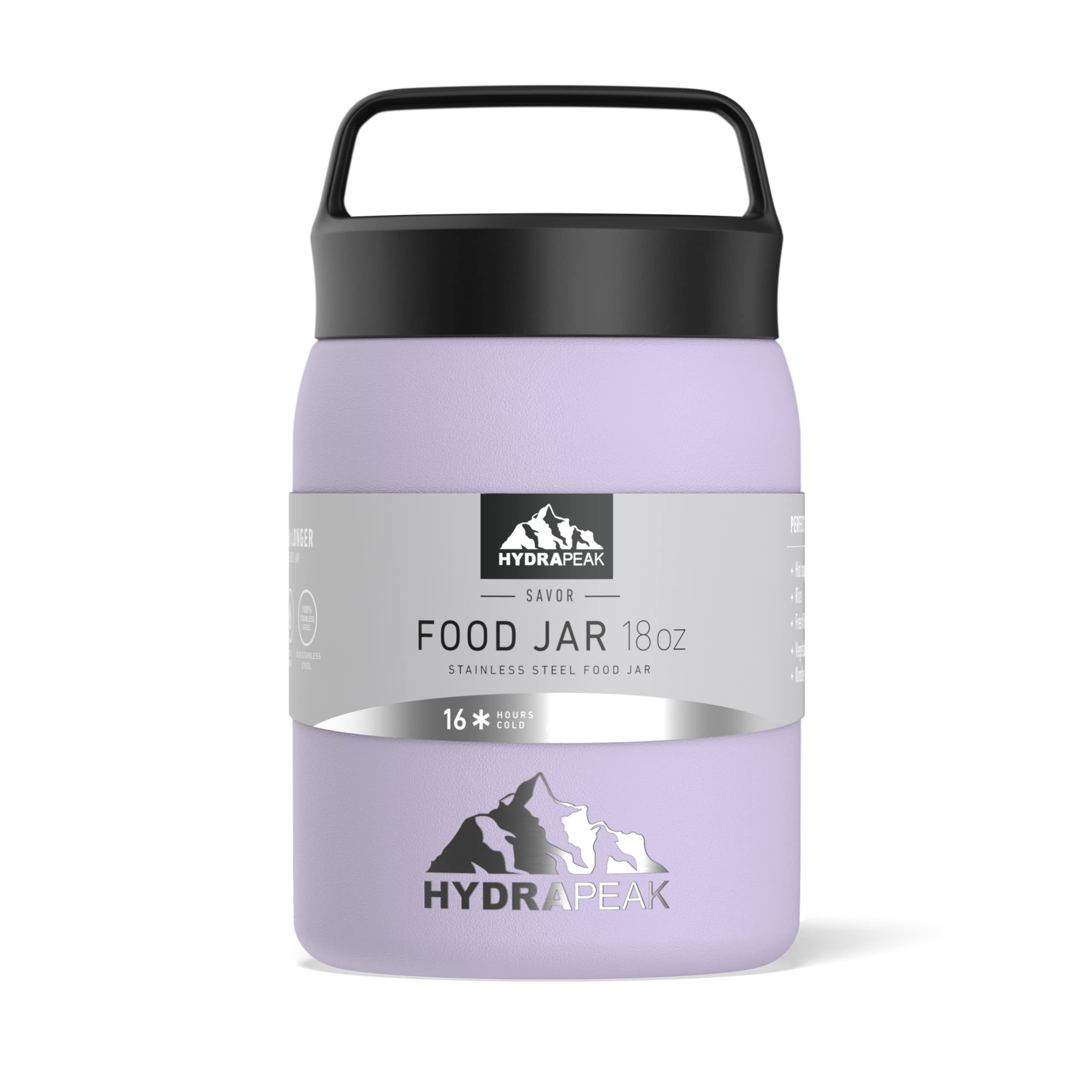 Hydrapeak 18 oz Insulated Food Thermos Hot and Cold, Soup, Vacuum Insulated Jar, Stainless Steel, for Office, Outdoor (Lavender)