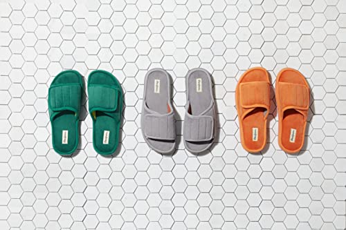 Dearfoams Men's Adjustable Indoor/Outdoor Memory Foam Machine Washable Summer Slide Slipper, Mandarin, 9-10