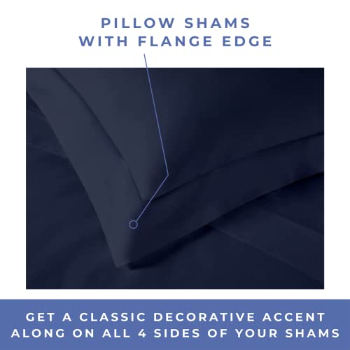 Kotton Culture 4 Piece Bed in a Bag Set 100% Egyptian Cotton 600 Thread Count Duvet Cover Pillow Shams & Fitted Sheet with Extra Deep Pocket Soft Bedding (Navy Blue, Twin)
