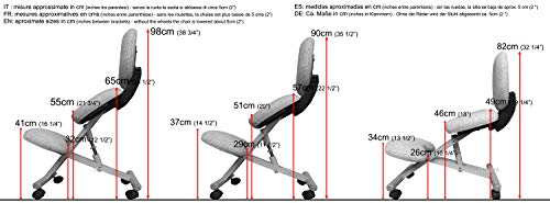 Cinius Professional Ergonomic Wooden Height-Adjustable Kneeling Chair with Backrest Support and Non-deformable Cushions. Black