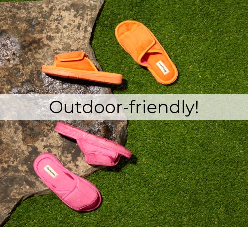 Dearfoams Men's Adjustable Indoor/Outdoor Memory Foam Machine Washable Summer Slide Slipper, Mandarin, 9-10