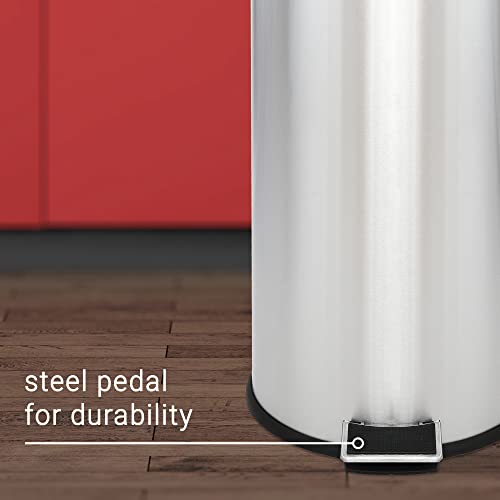 happimess HPM1000A Oscar 8-Gallon Step-Open Trash Can with Free Mini Trash Can, Fingerprint Resistant, Kitchen, Laundry Room, Office, Large: 7.9 Gallons, Small: 1.3 Gallons, Stainless Steel