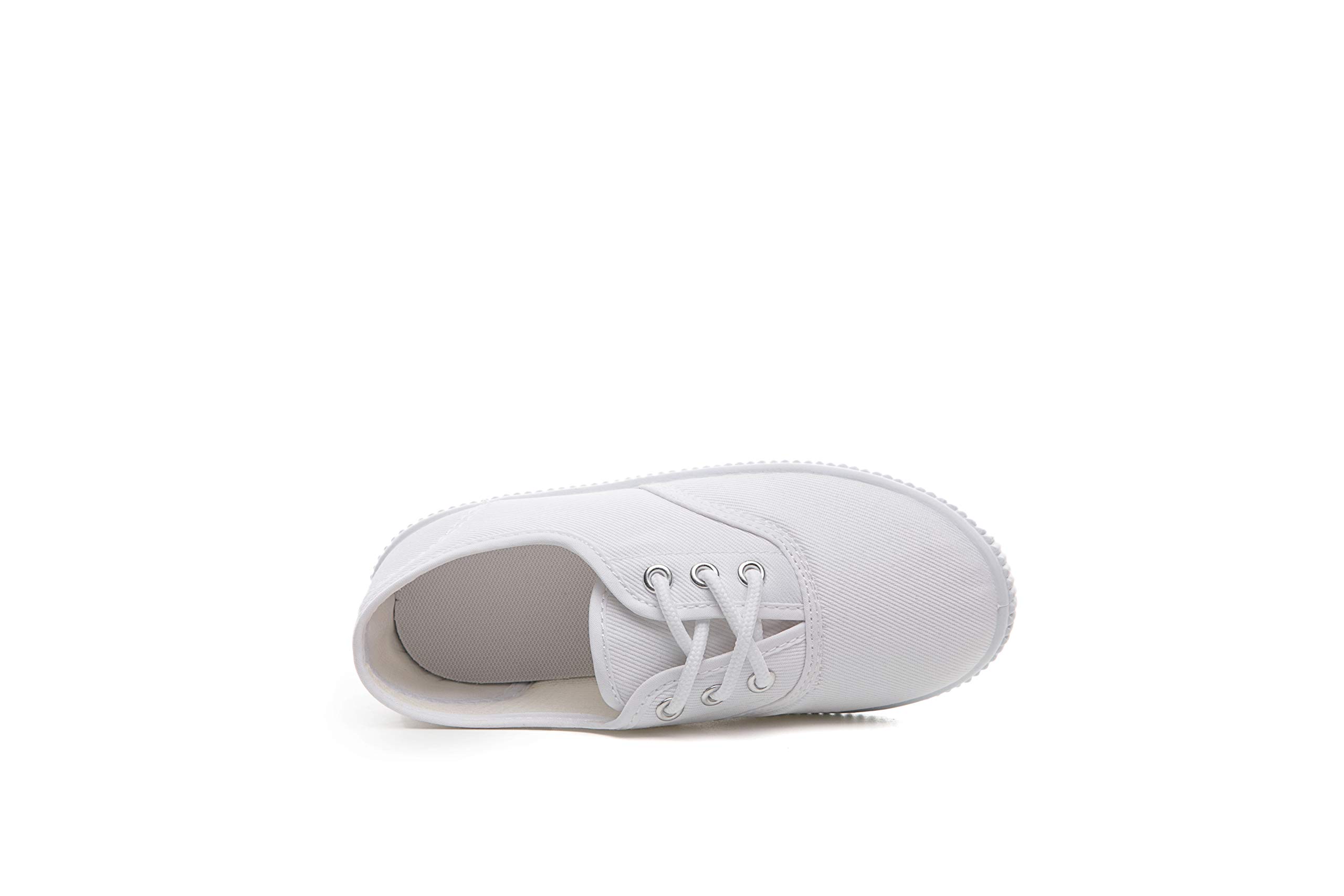 JGKDTX Boy's Girl's Lace up Sneakers Unisex White Canvas Shoes(Toddler/Little Kid) (2 M US Little Kid, White)