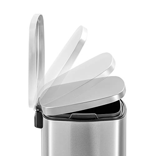QUALIAZERO 50L/13Gal Heavy Duty Hands-Free Stainless Steel Commercial/Kitchen Step Trash Can, Fingerprint-Resistant Soft Close Lid Trashcan, 50L / 13 GAL