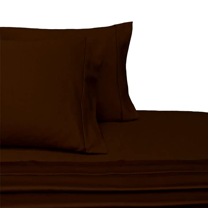 AHJ Beddings 600 Thread Count Twin-XL Size 5 Piece Comforter Set with 27 inch Deep Pocket Sheet Set and 500GSM Comforter, 100% Egyptian Cotton - Chocolate Solid