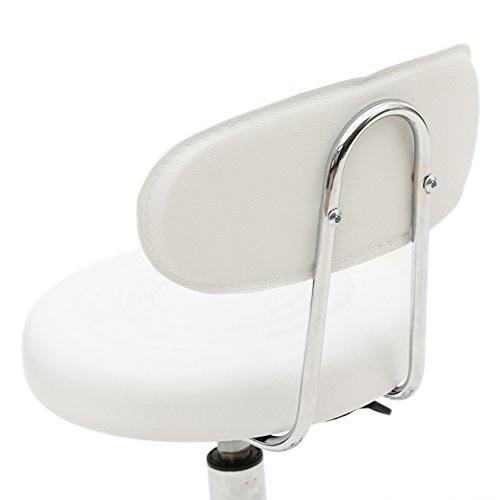 SSLine Rolling Salon Stool White Leather Adjustable Tattoo Stools on Wheels Hydraulic Swivel Office Drafting Chair with Back Modern Comfortable Dental Chairs Kitchen Bar Chairs