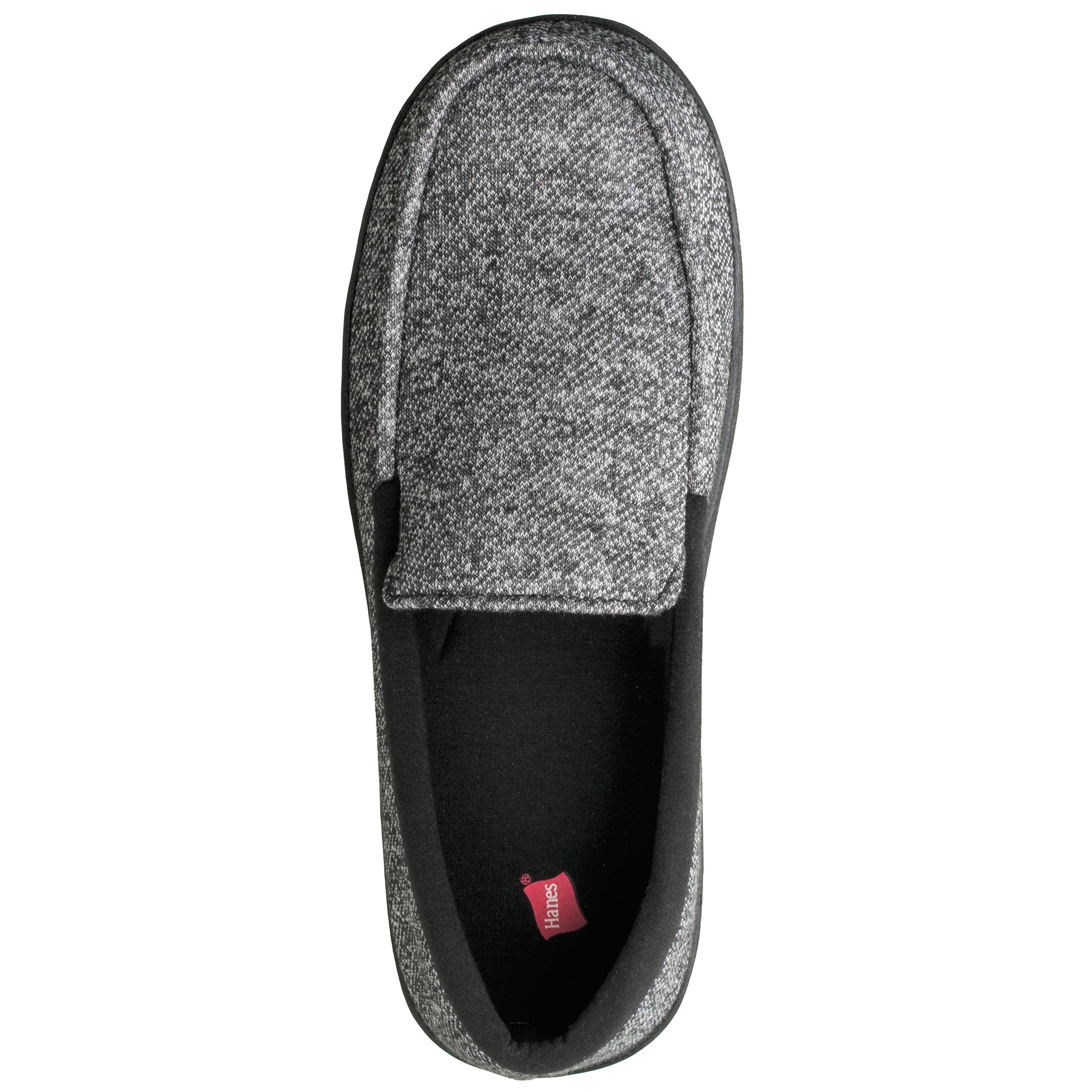 Hanes Mens Slippers House Shoes Moccasin Comfort Memory Foam Indoor Outdoor Fresh IQ, Black, Medium
