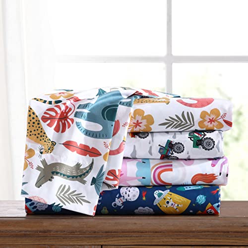 Poppy & Fritz Kids Twin Sheet Set, Stain Resistant Toddler Bedding, Soft & Cozy - Space Kids Blue