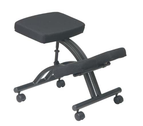Office Star Ergonomically Designed Knee Chair with Casters, Memory Foam and Black Metal Base Black, 200 lbs (KCM1420)