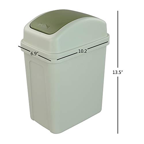 Asking 1.8 Gallon Small Trash Can with Swing-top Lid, Plastic Garbage Bin, Green