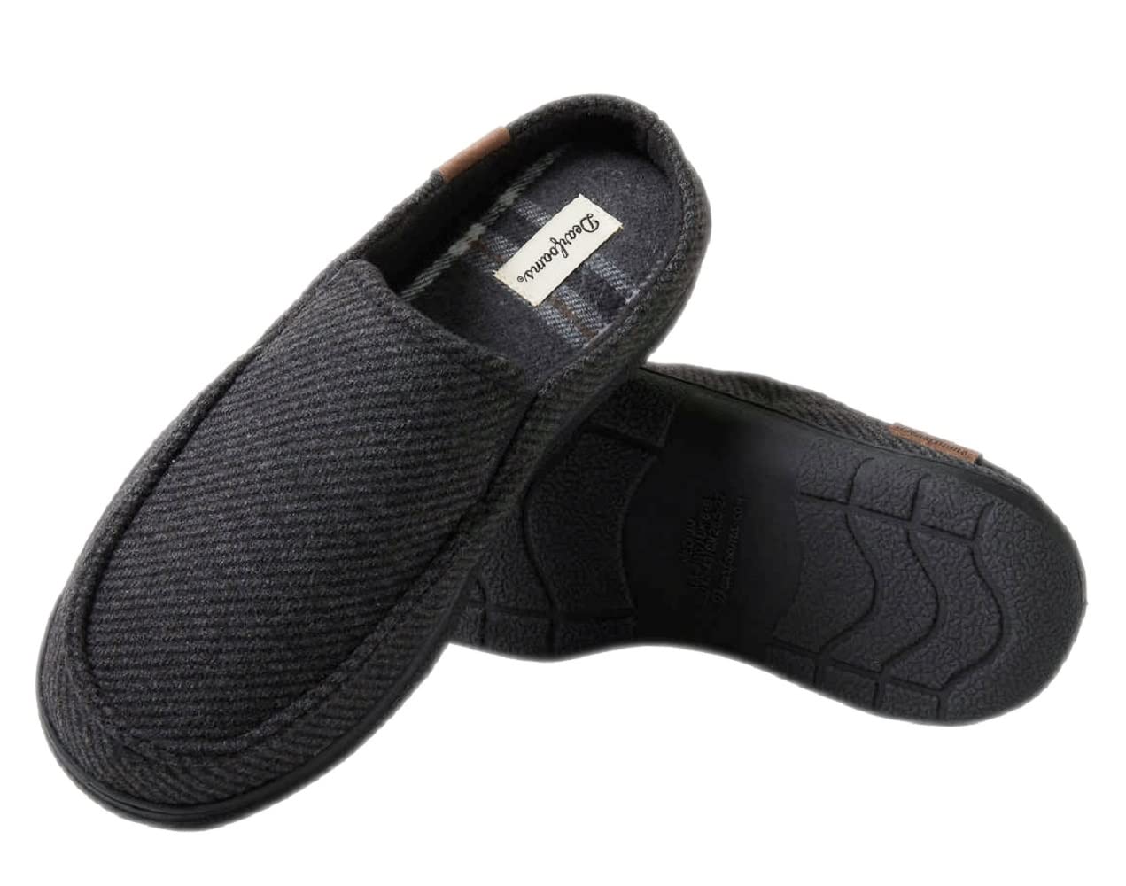 Dearfoams Men's Indoor/Outdoor Breathable Memory Foam Clog Slippers in Black 9-10 Medium