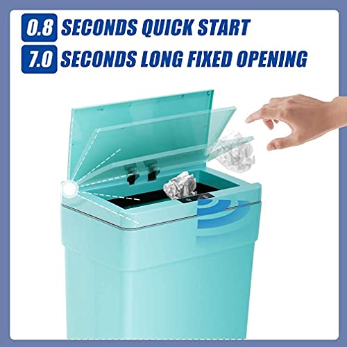 HGS Kitchen Trash Can Waste Bin Garbage Can Touch Free 13 Gallon Automatic Trash Bins with Lid, 50 Liter Sensor Touchless Garbage Bin for Bedroom Bathroom Home Office, 2 Pack (Blue)