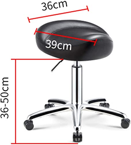Rolling Swivel Stool Cosmetic Stool 360° Rotate Height Adjustable Salon Massage Spa Chair Hydraulic Rolling Faux Leather Saddle Stool for Massage Spa Salon Hair Beauty Manicure Tattoo Treatment Office