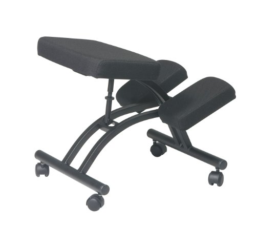 Office Star Ergonomically Designed Knee Chair with Casters, Memory Foam and Black Metal Base Black, 200 lbs (KCM1420)