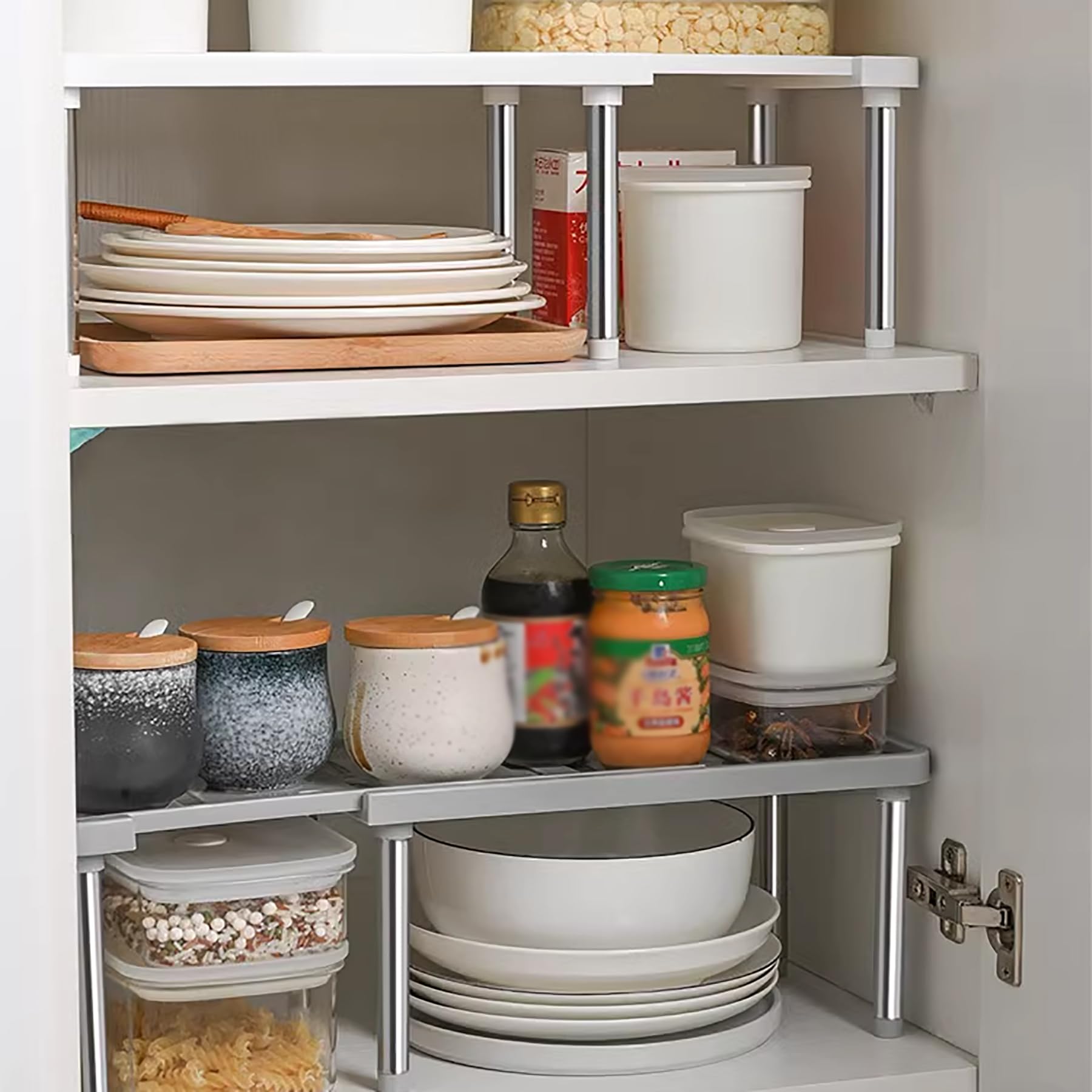 Atkits 2 Pack Under Sink Organizer Expandable Under Sink Organizer and Storage Multi-Use Under Kitchen Cabinet Storage Shelf Adjustable,White