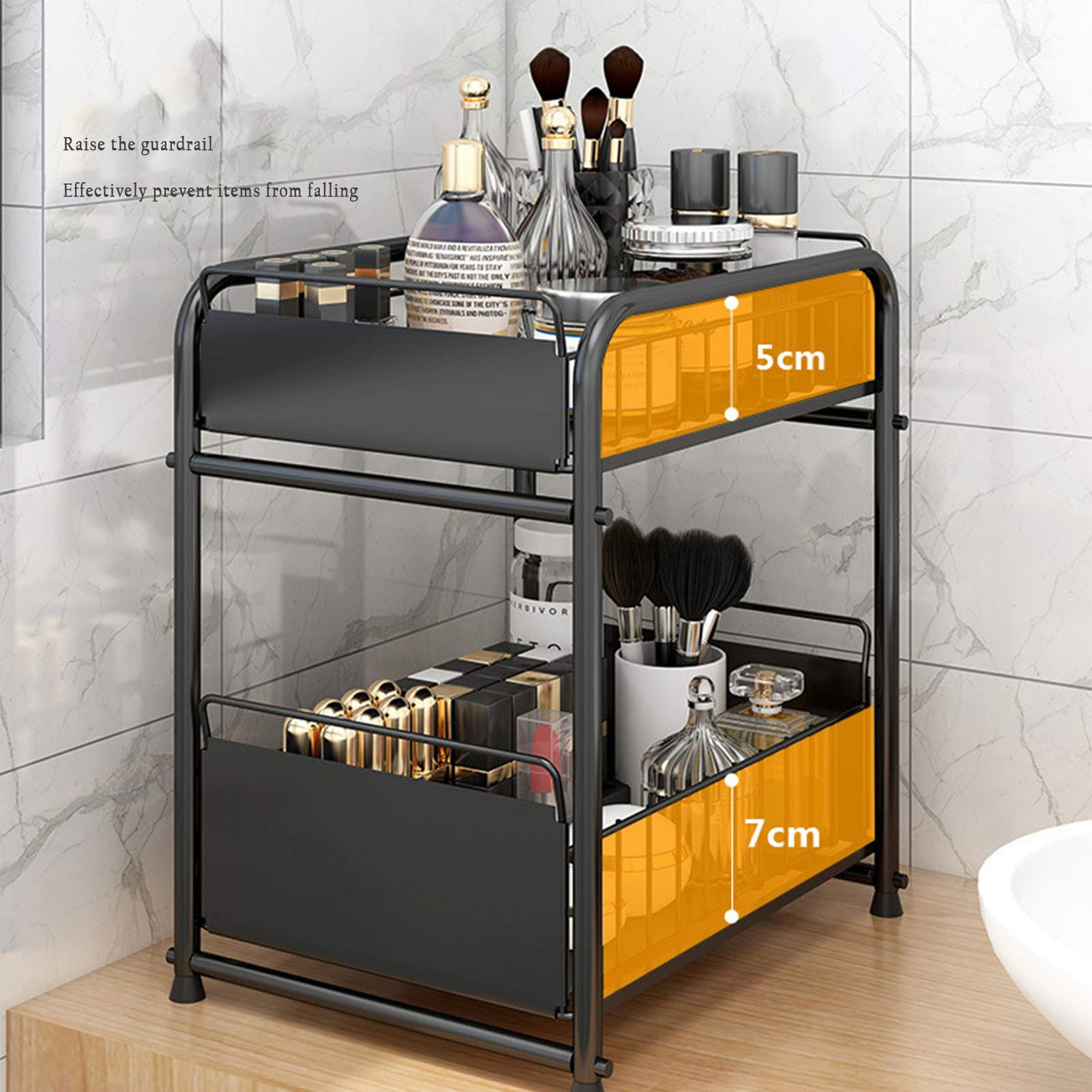 LEAYAN Under Sink Storage 2 Tier Pull Out Organizer,Under Sink Organizer,Sliding Cabinet Basket Organizer Drawer for Kitchen,Under Organizer for Countertop, White 36x28x40cm Under Sink Rack Shelf