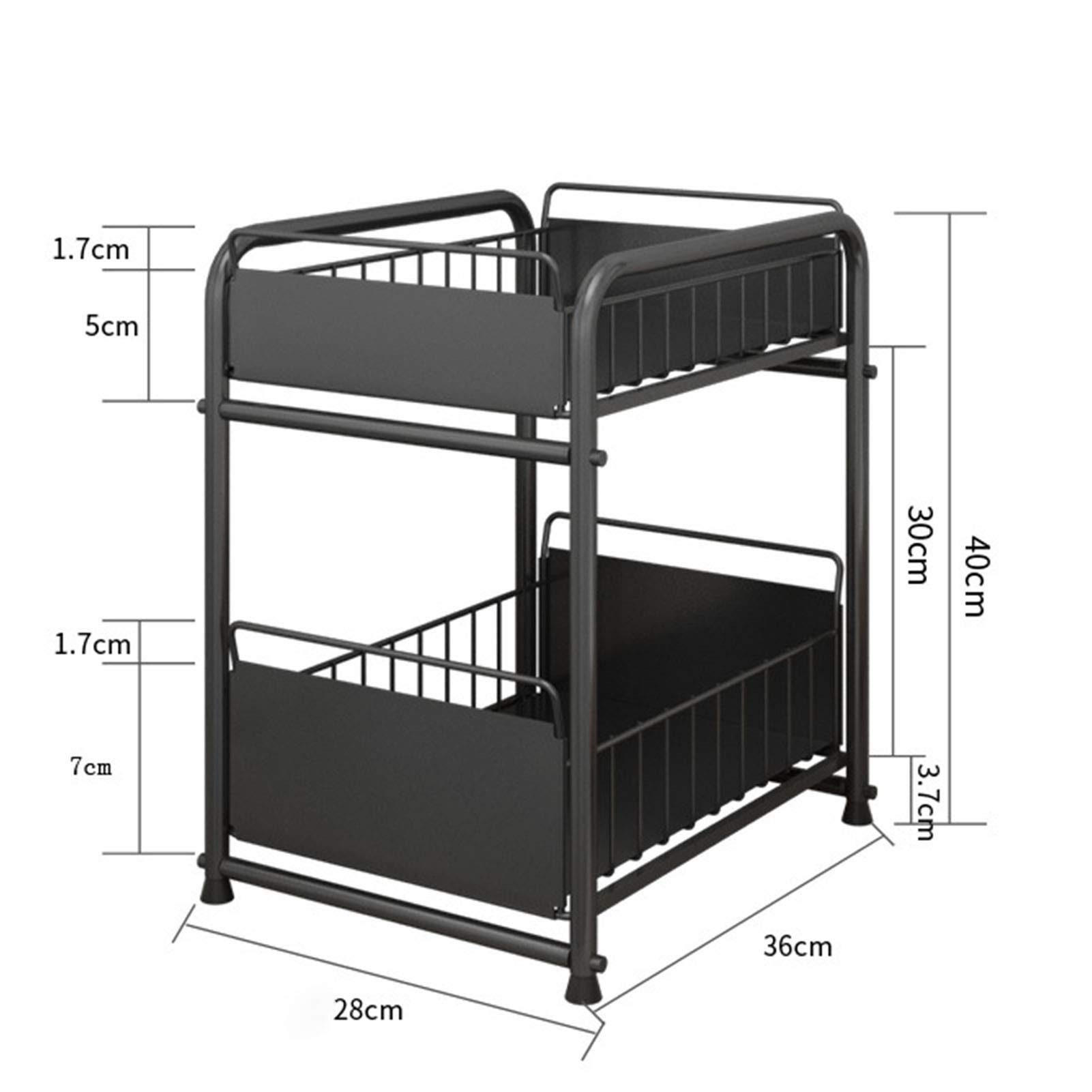 LEAYAN Under Sink Storage 2 Tier Pull Out Organizer,Under Sink Organizer,Sliding Cabinet Basket Organizer Drawer for Kitchen,Under Organizer for Countertop, White 36x28x40cm Under Sink Rack Shelf