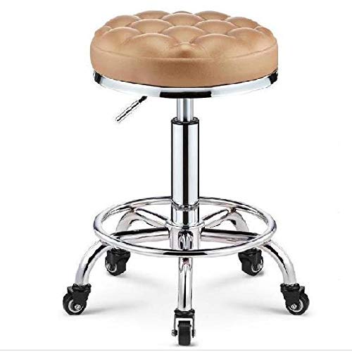 Master Massage Saddle Stool on Wheel,Saddle Chair Stool with Yellow PU Synthetic Leather Seat,Adjustable Height 45-58 cm,Supported weight 160 Kg,Saddle Rolling Swivel Stoolfor Beautician Hairdresser
