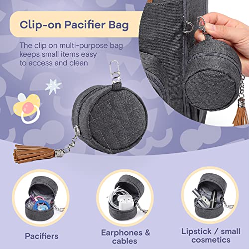 Diaper Bag Backpack, RUVALINO Neutral All-in-One Baby Bags for Boy Girl, Multifunction Large Travel Backpack with Portable Changing Pad, Stroller Straps, Pacifier Case and Insulated Pockets, Dark Gray