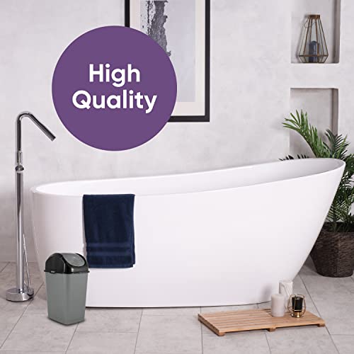 Superio Mini Plastic Trash Can with Swing Top Lid Grey/Black 1.25 Gal Small Waste Bin for Countertop, Desk, Vanity, Bathroom