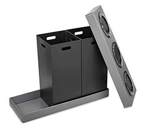Alpine Industries AdirPro Recycling Center 28 Gallons - Durable Corrugated Plastic Waste/Trash Organizer Ideal for Kitchen Office Hospital (3 Bins)